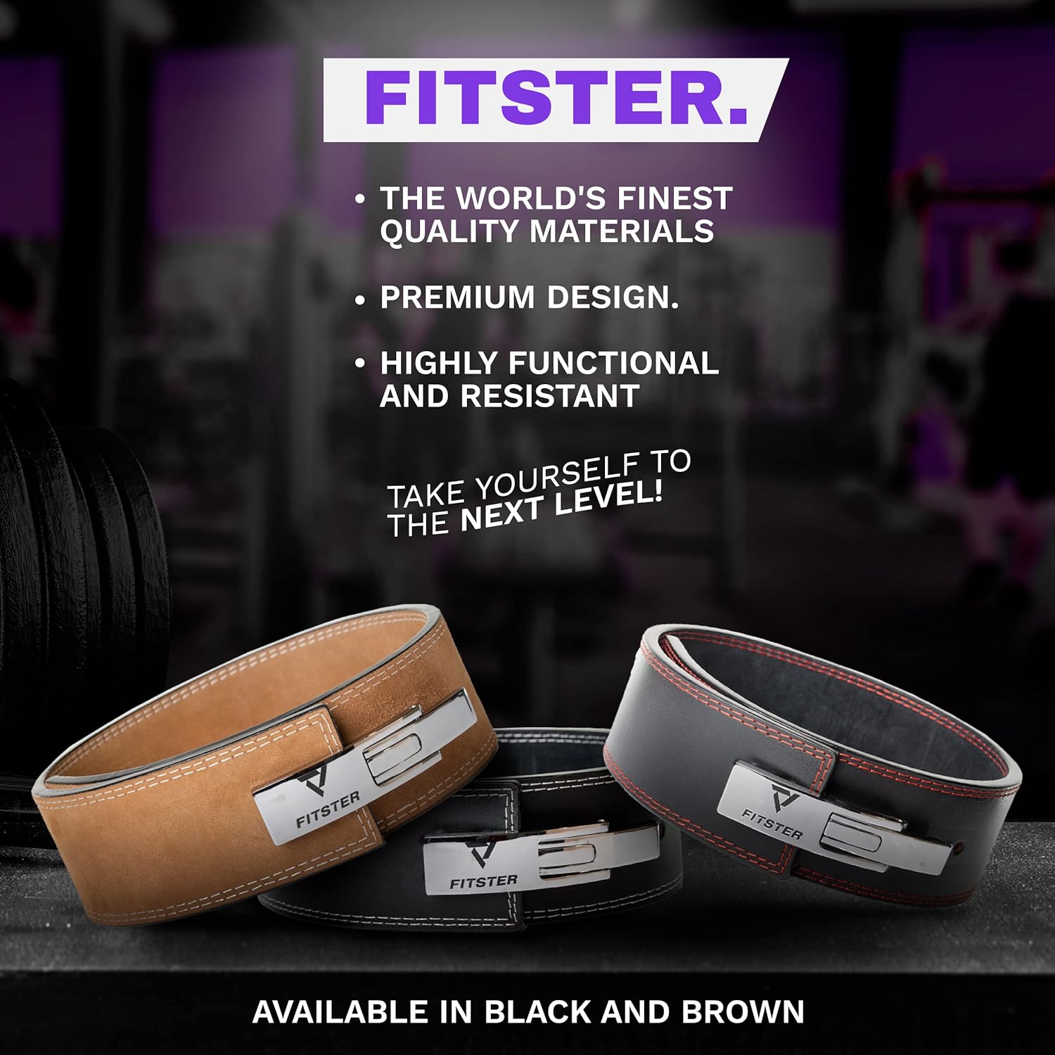 Fitster Weight Leather Lever Lifting Belt and Lifting Wrist Straps ...