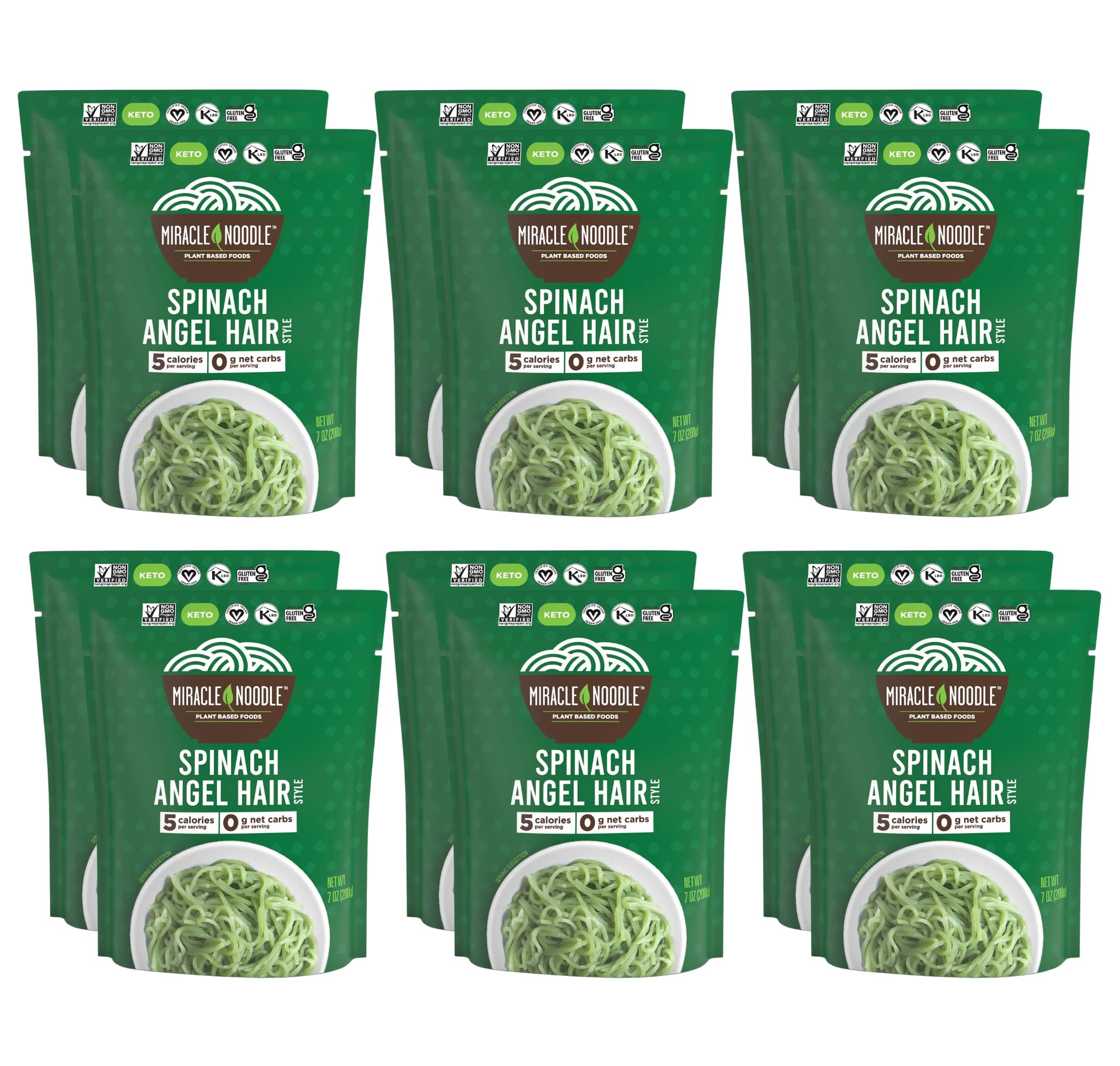 Amazon.com: Miracle Noodle Spinach Angel Hair Pasta - Ready-To-Eat ...