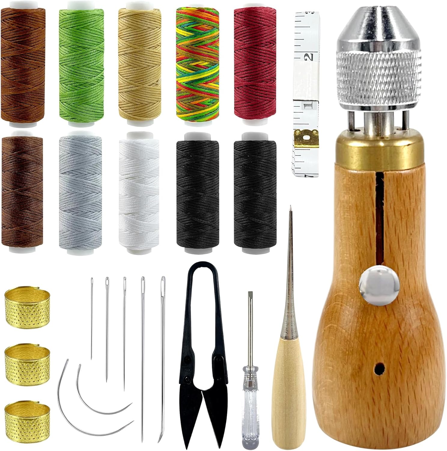 Amazon.com: 27 Pcs Sewing Awl Kit, Leather Stitching Awl Kit Portable ...