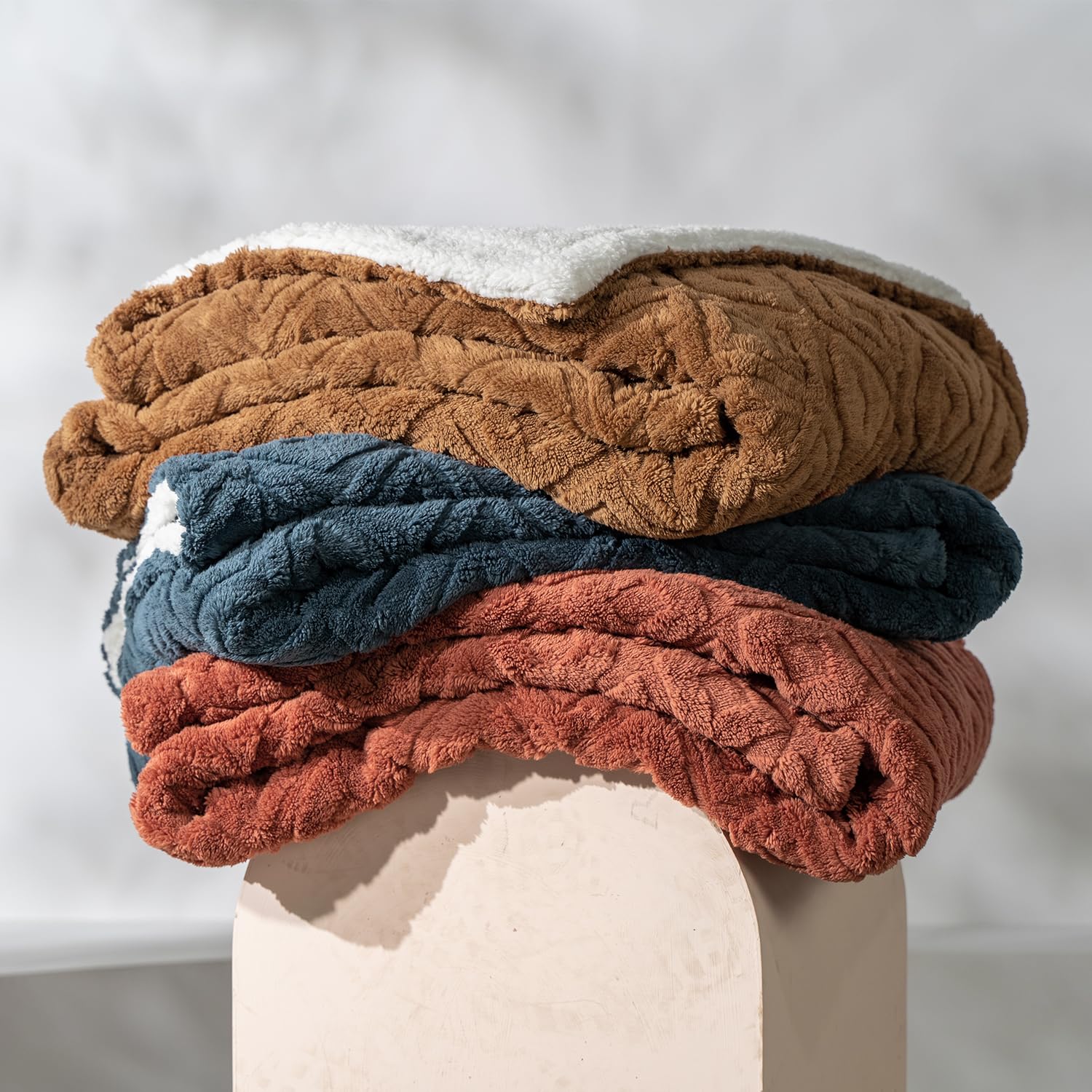 EVERGRACE Jacquard Boho Sherpa Fleece Throw Blanket for Couch, Super ...