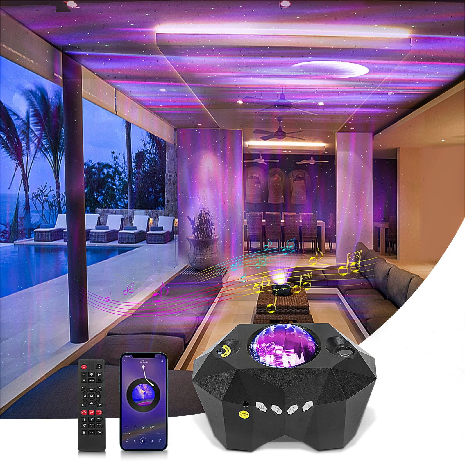 Galaxy Projector Bedroom Night Light Galaxy Star Projector with Remote ...