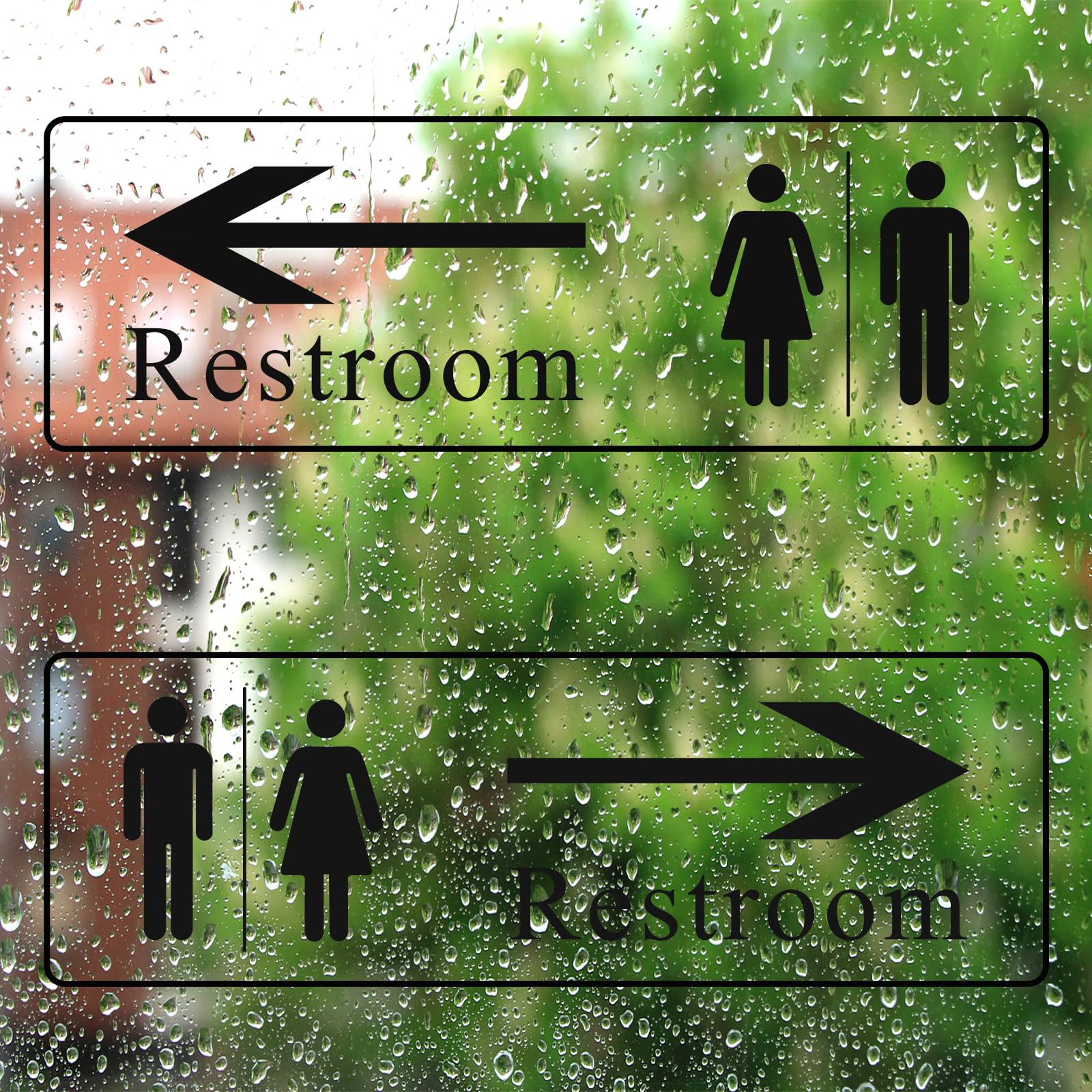 6pcs Restroom Sign for Business, 9x3in Vinyl Restroom Sign Label with ...
