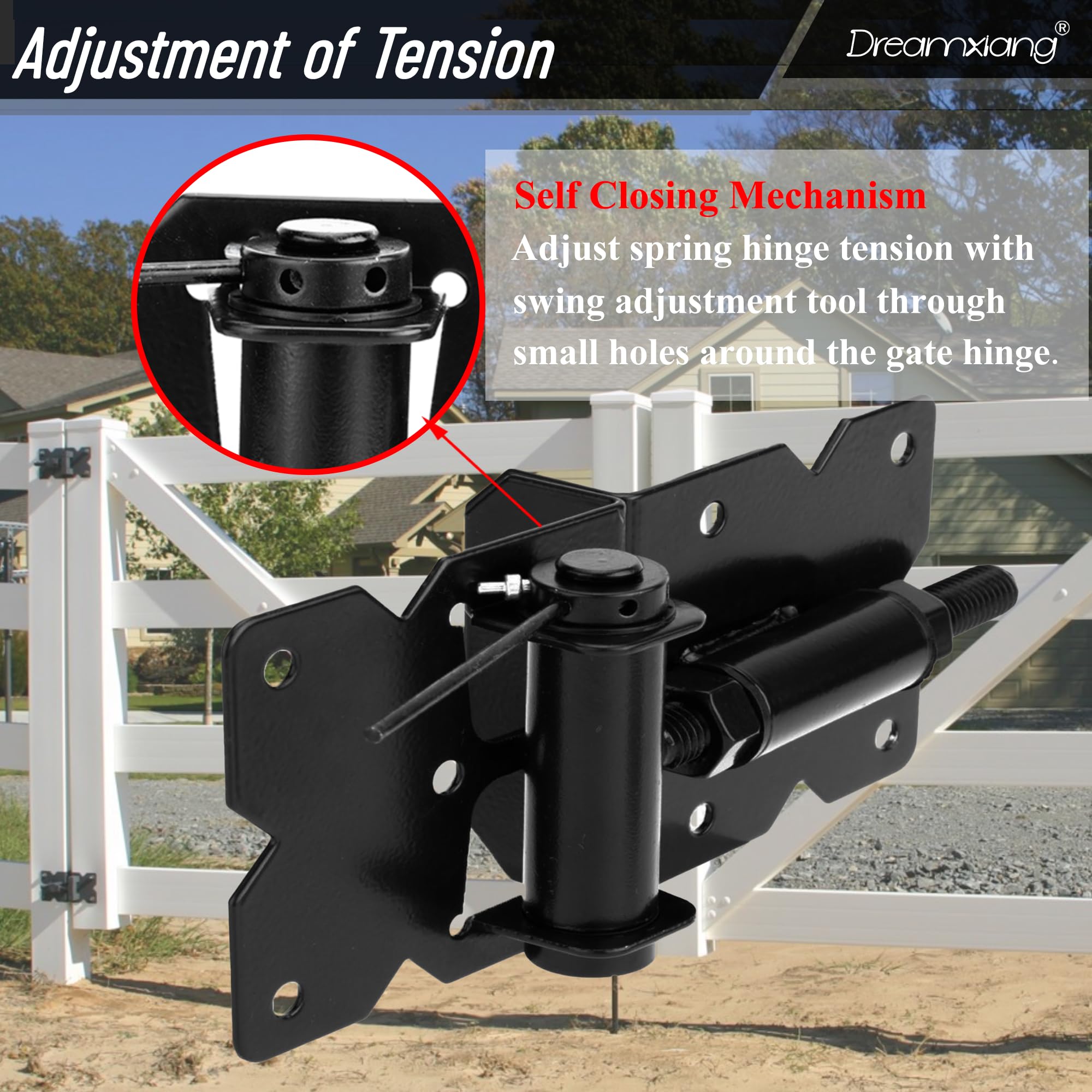 Snapklik.com : Dreamxiang Heavy Duty Self Closing Gate Hinge And Self ...