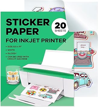 Amazon.com: Sticker Paper for Inkjet Printer - (20 Sheets), 8.5 x 11 ...