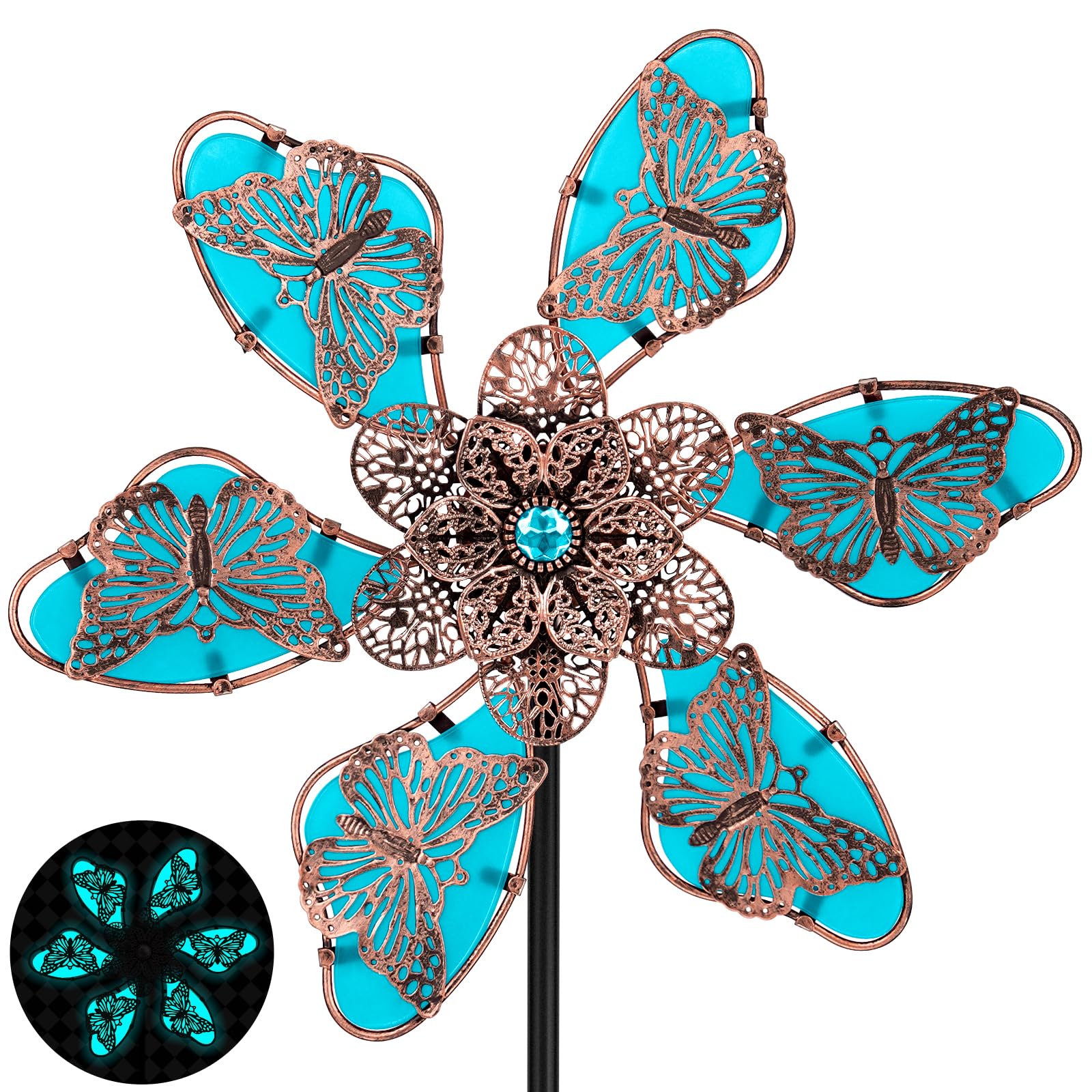 Snapklik.com : Metal Wind Spinners Outdoor, Glow In Dark Wind Sculptures
