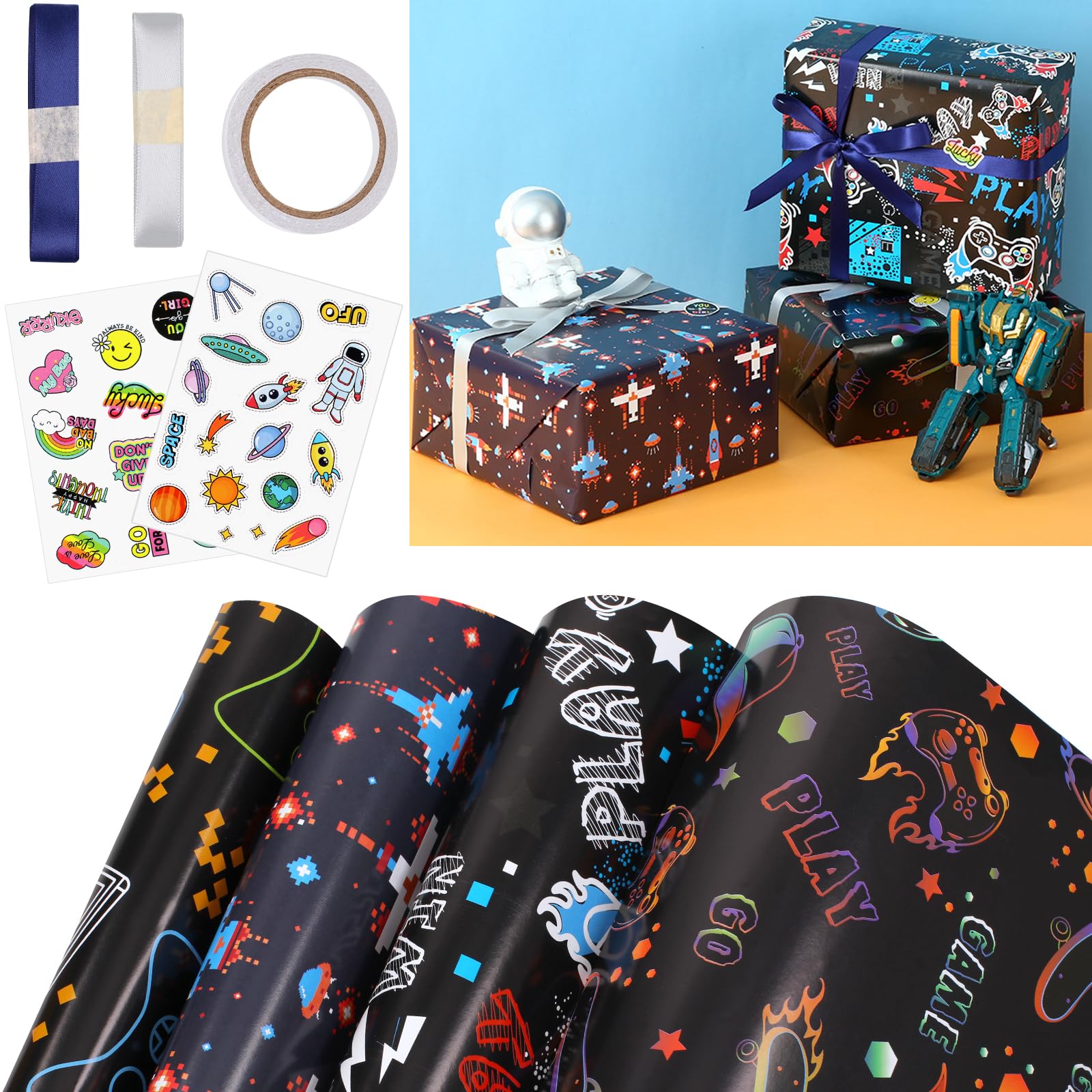 Gaming Wrapping Paper, Wrapping Paper for Boys Girls,Birthday Wrapping ...