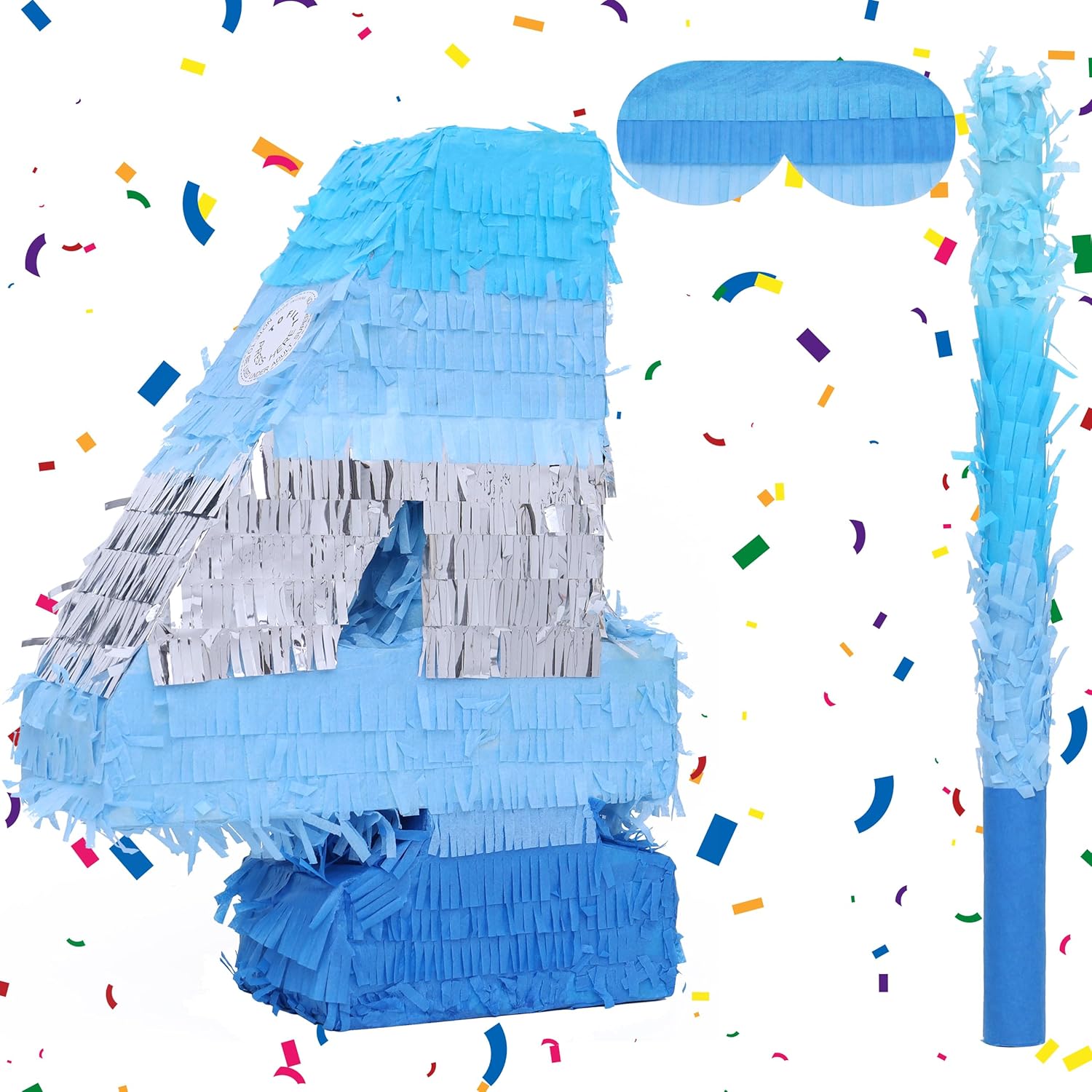 Amazon.com: Birchio Number 4 Pinata Bundle with a Blindfold and Bat(16. ...