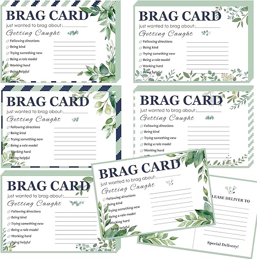 Amazon.com: CHUNNIN 60Pcs Eucalyptus Brag Cards Greenery Teacher Mail ...