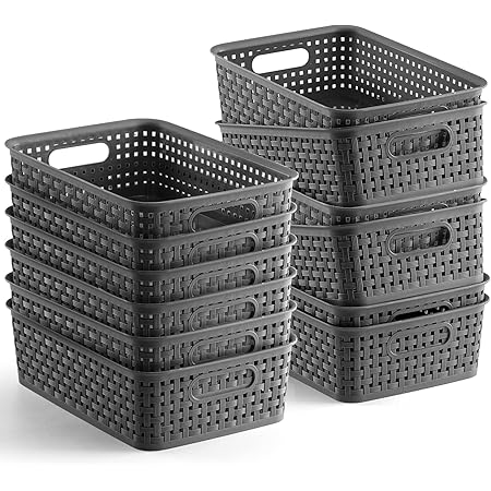 Amazon.com - Set of 6 Plastic Storage Baskets - Small Pantry Organizer ...