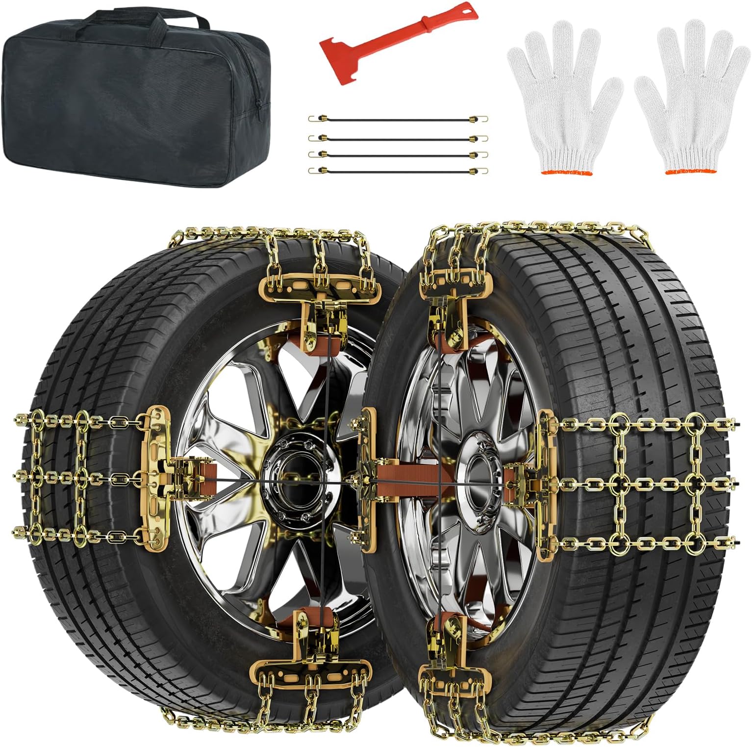 Amazon.com: MOPHOTO Upgraded Snow Chains 16 Pack, Tire Chains for Cars ...