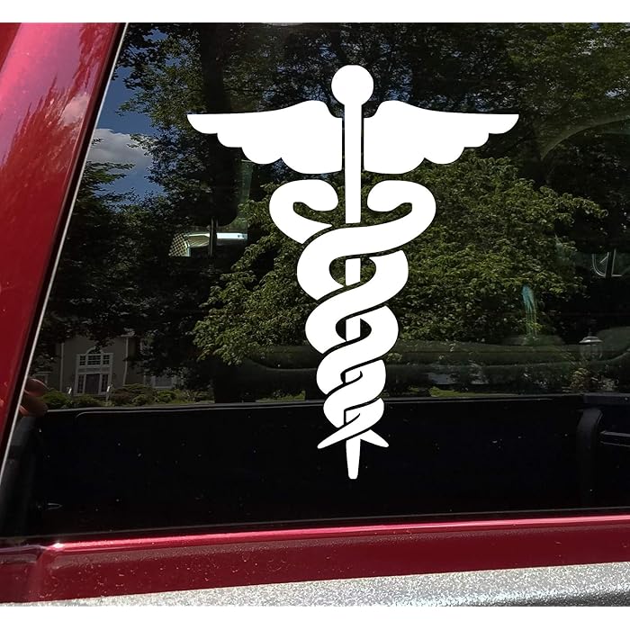 Buy White - Caduceus Symbol Vinyl Decal - Medical Logo Medicine ER ...