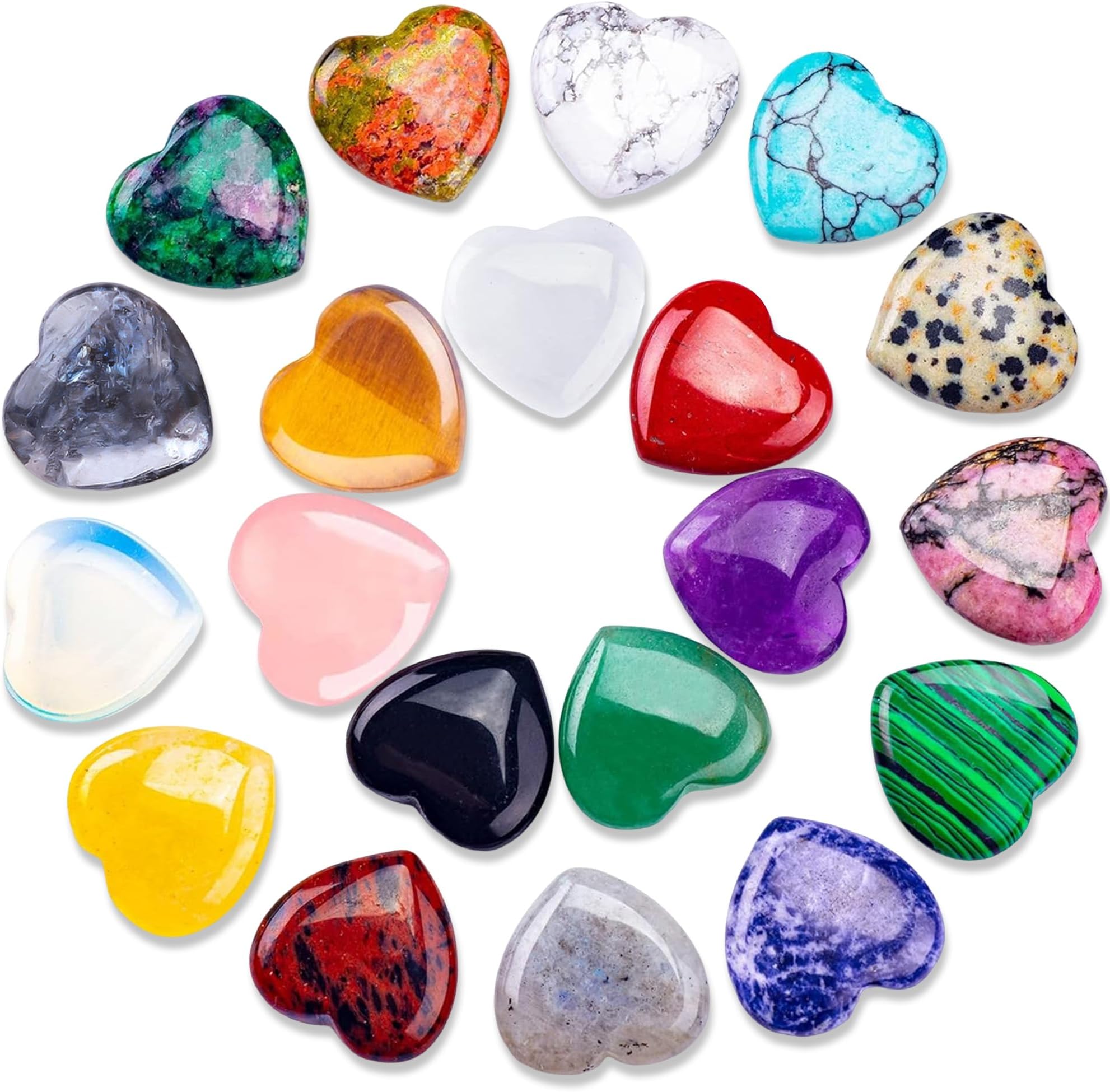 Amazon.com: 20PCS Natural Heart Crystals Love Shaped Pocket Polished ...