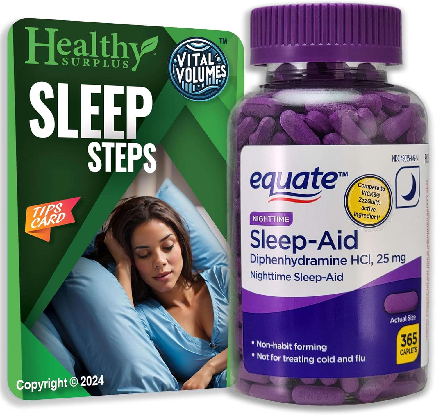 Amazon.com: Equate Sleep-Aid Diphenhydramine HCI 25 mg 365 Caplets and ...