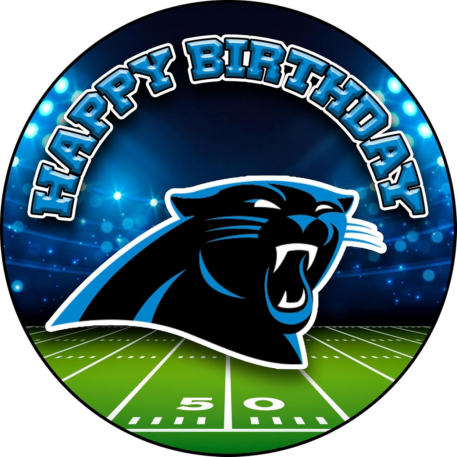 Amazon.com: 7.5x Inch Edible Cake Toppers – Panthers Themed Birthday ...