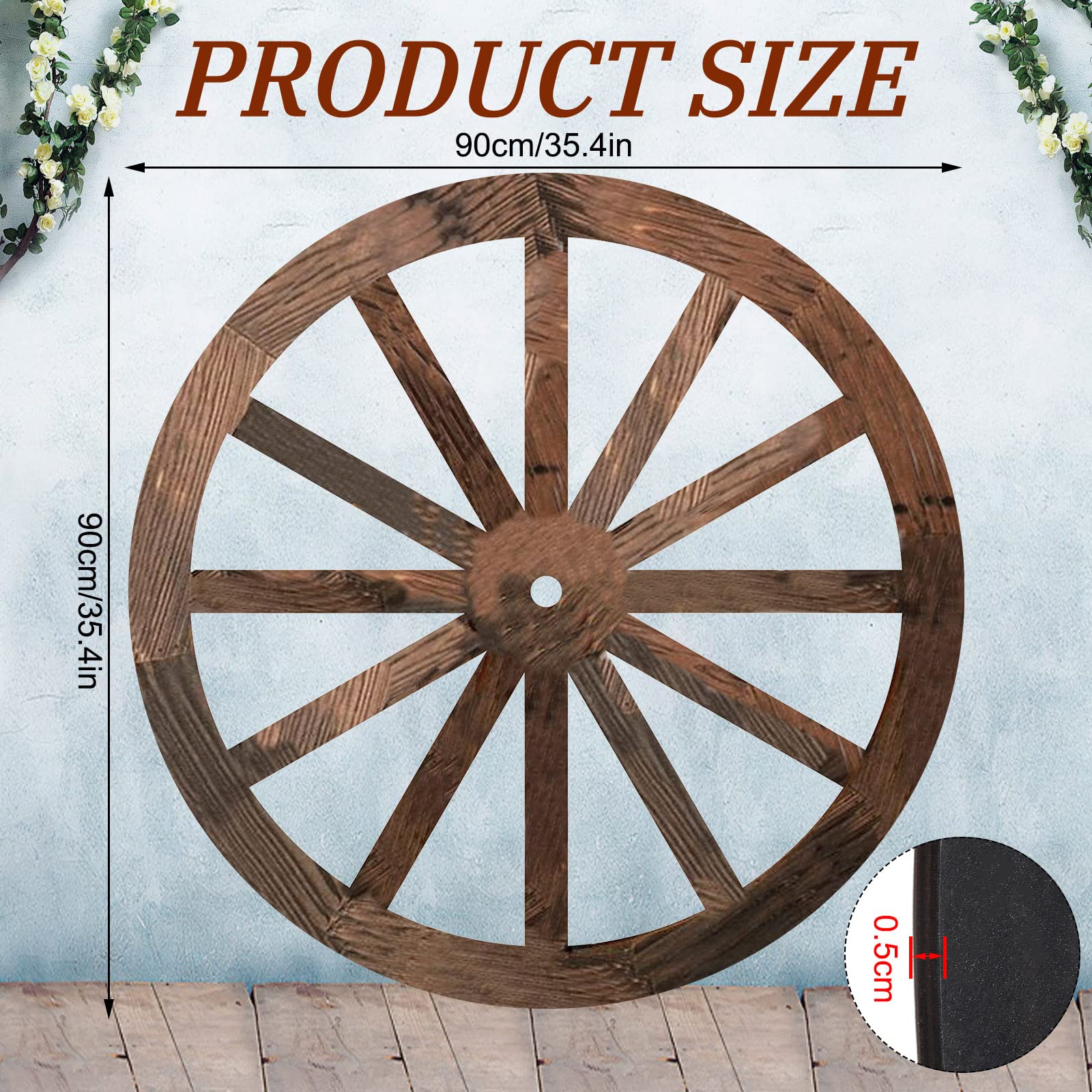 2 Pieces Wagon Wheel Decor Wooden Wagon Wheel Western Style Wall ...