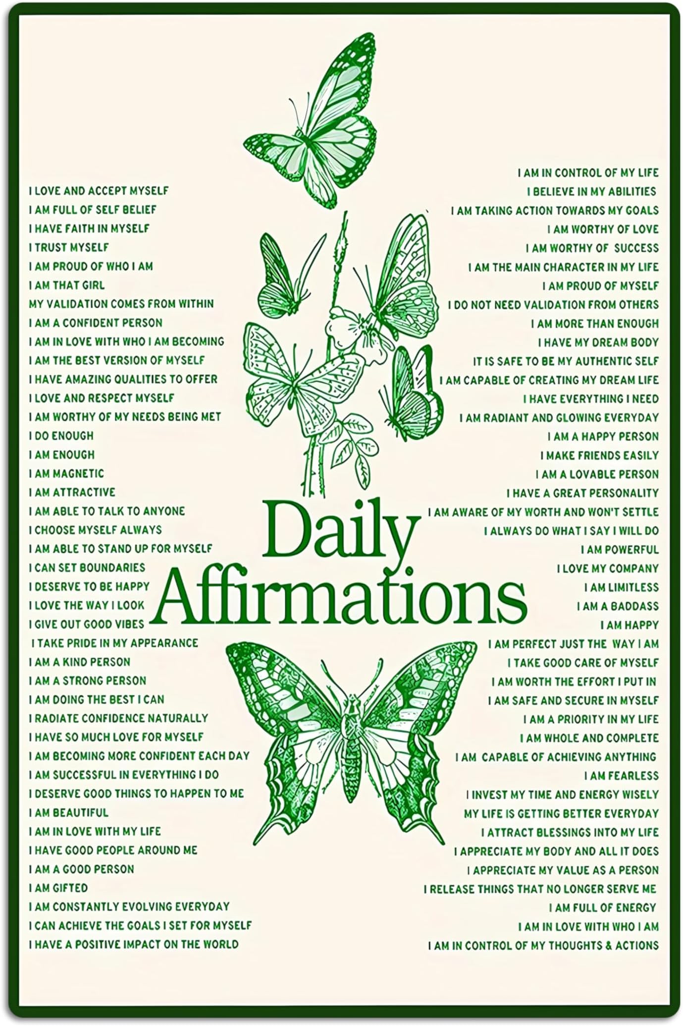 Amazon.com: CUUCTGDA Daily Positive Affirmations Butterfly Posters ...
