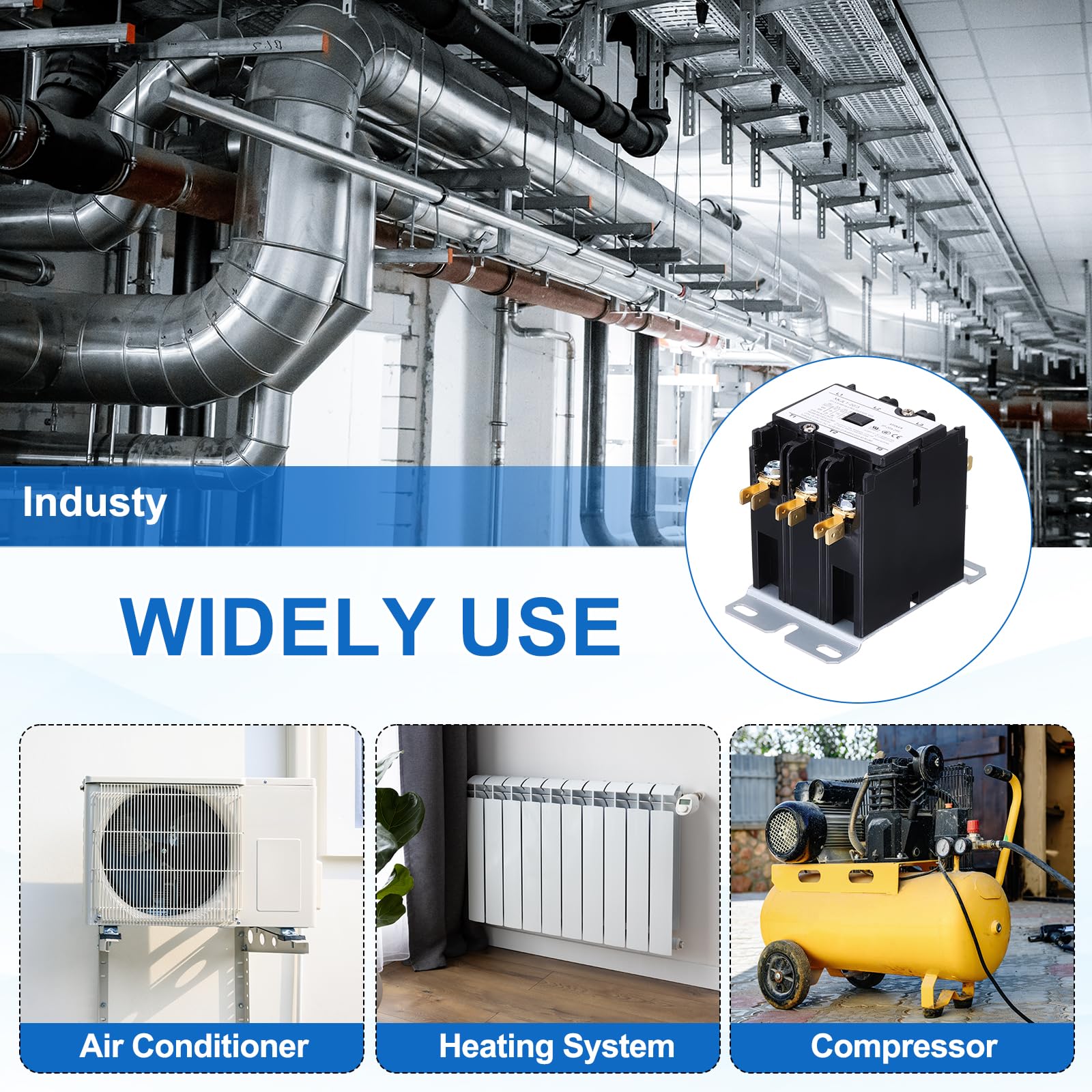 Snapklik.com : HVAC Contactor, 2 Pole FLA 25 Amps 24V Coil Air ...