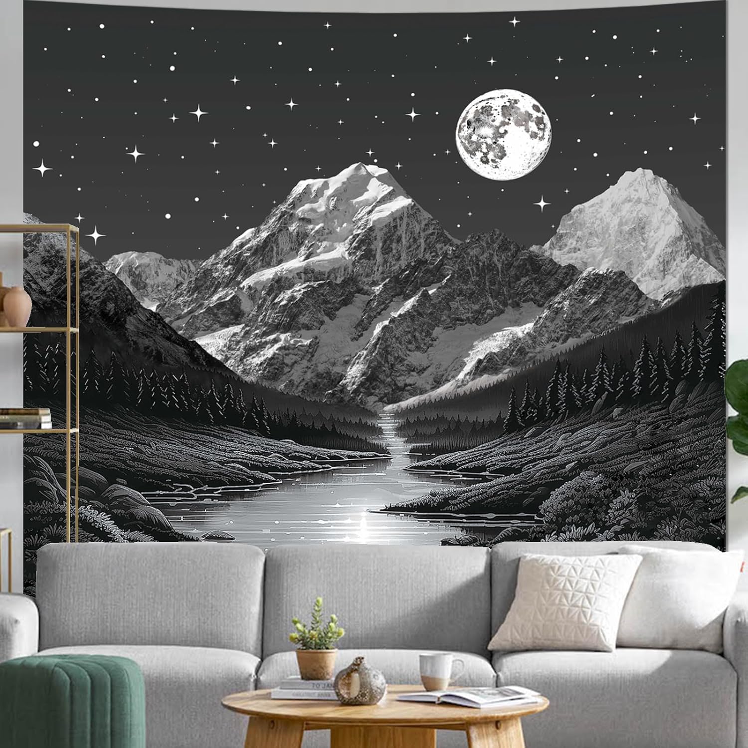 Amazon.com: Avinyl Black and White Tapestry for Bedroom Aesthetic, Moon ...