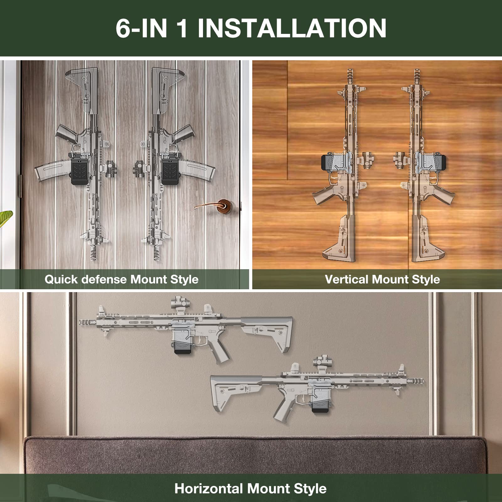 Snapklik.com : 2-Pack Upgraded Gun Wall Mount For 223/5.56 Rifle ...