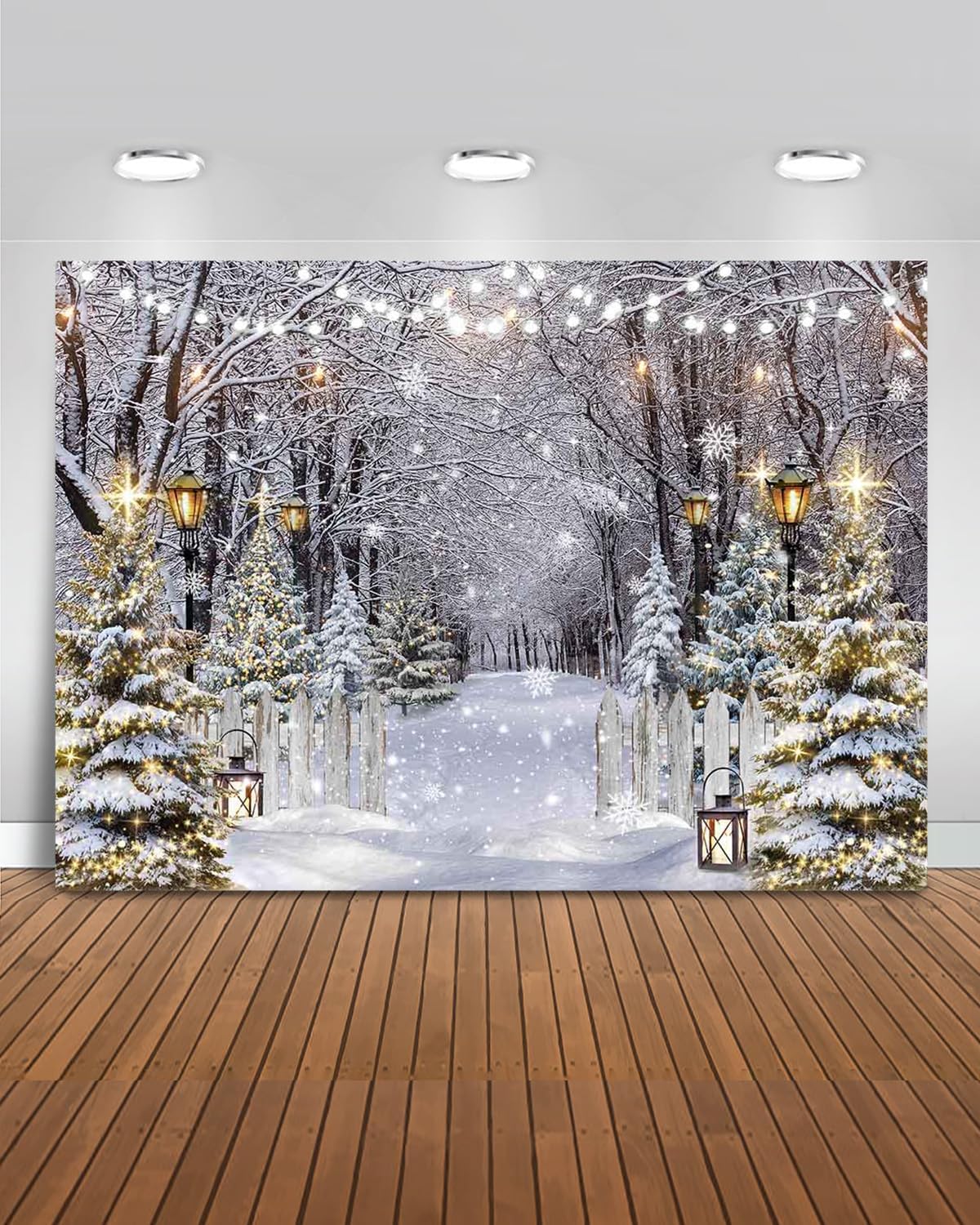 Amazon.com : Mocsicka Winter Scene Backdrop Winter Snow Forest Party ...