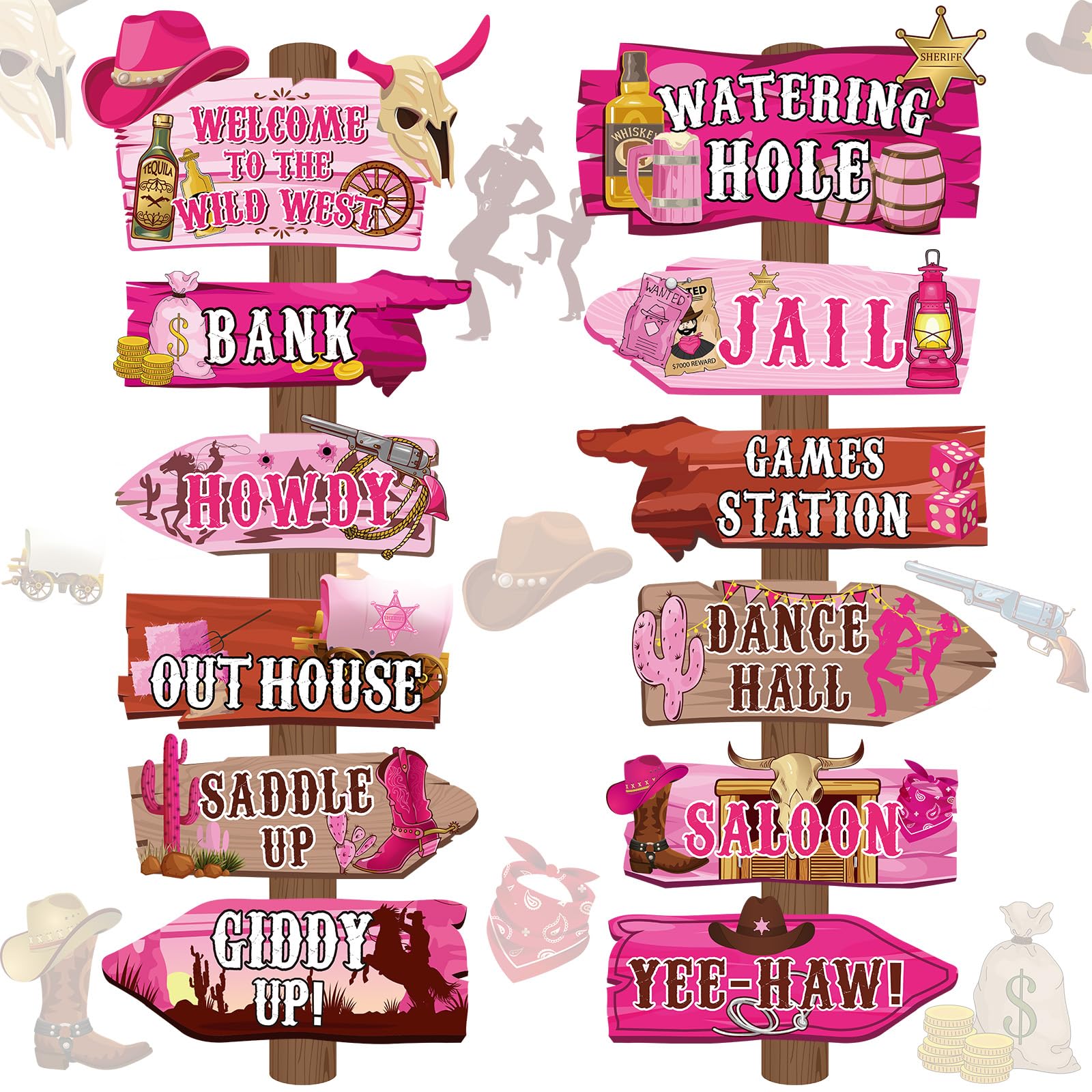 Amazon.com : 24 Pcs Western Party Directional Sign Western Yard Sign ...