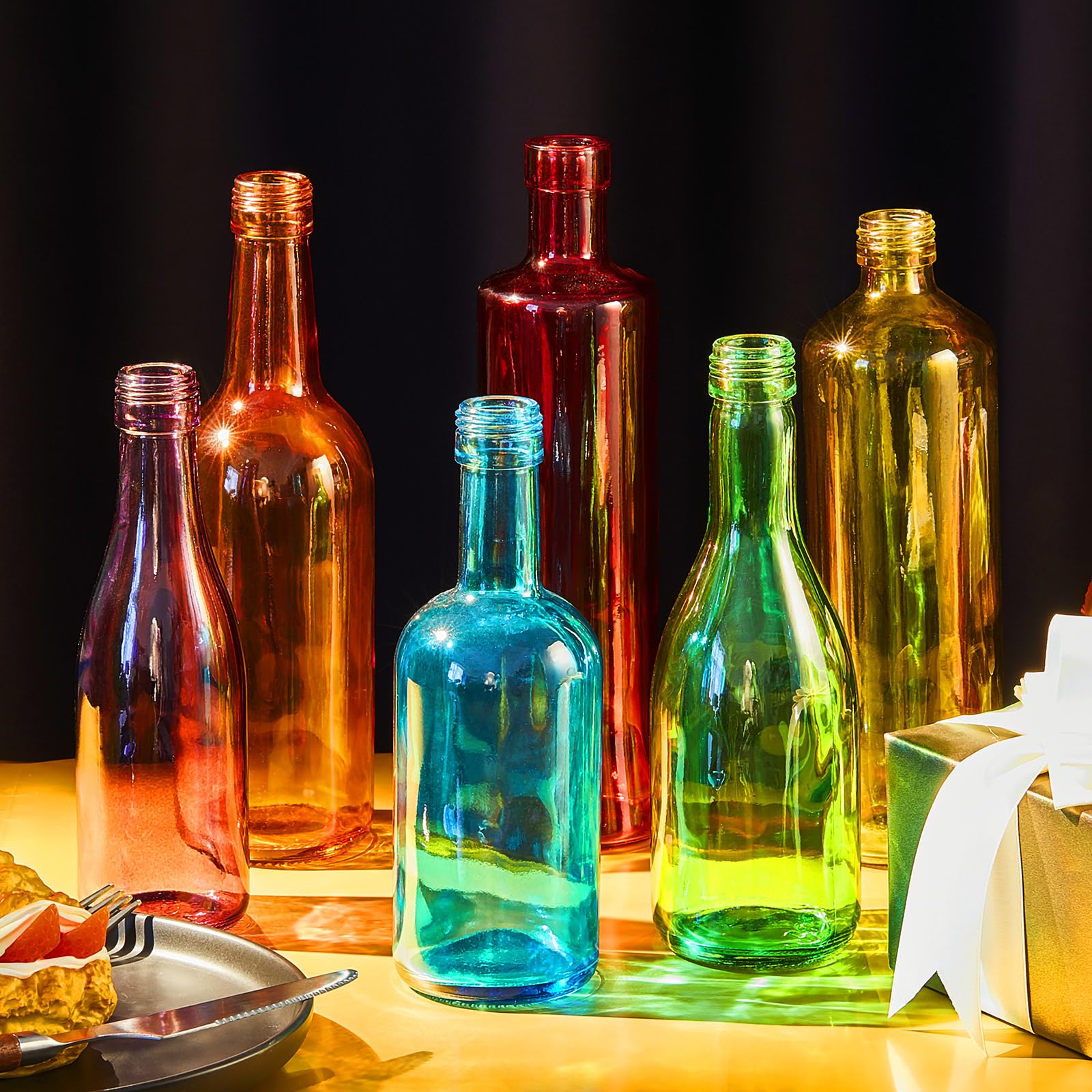 Colored Wine Glasses Teenyyou 3 Pcs Blue Glass Bottle 16. 9oz ...