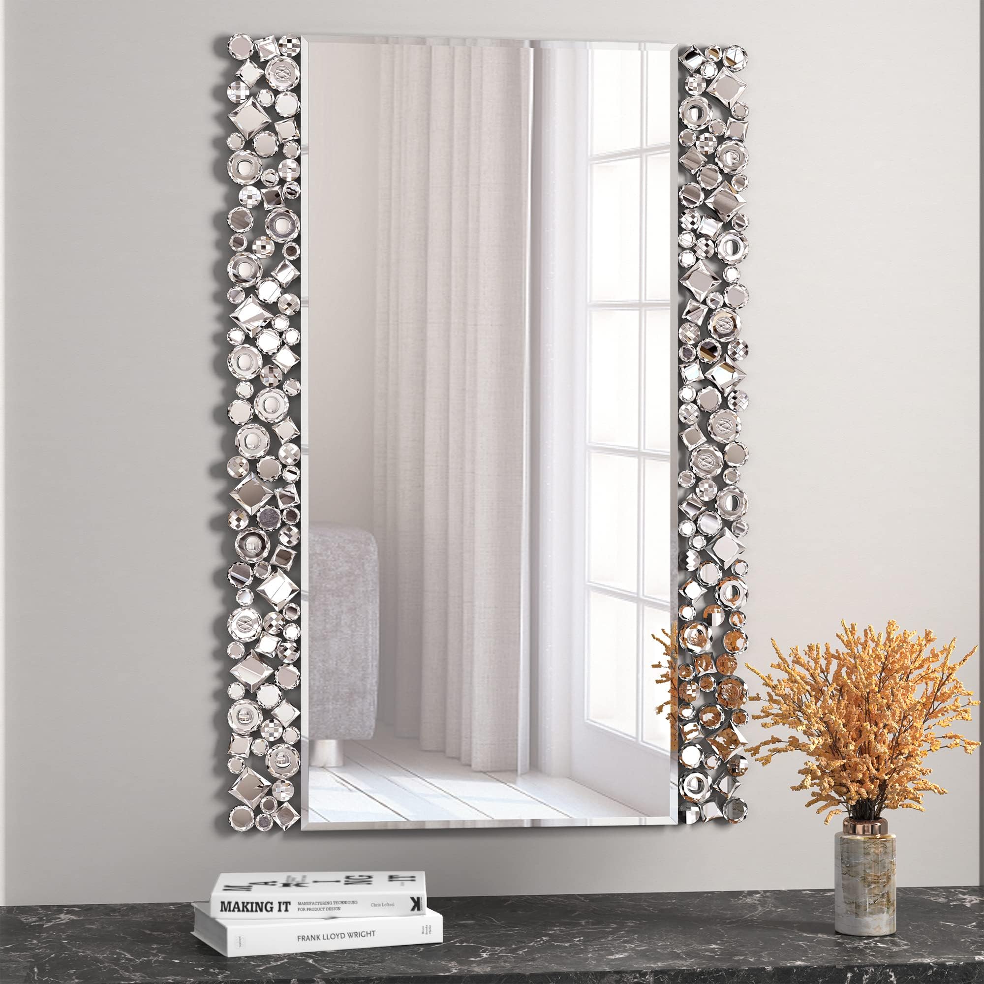 blingworld Miroir mural décoratif - 81,3 x 61 cm - Miroir en cristal ...