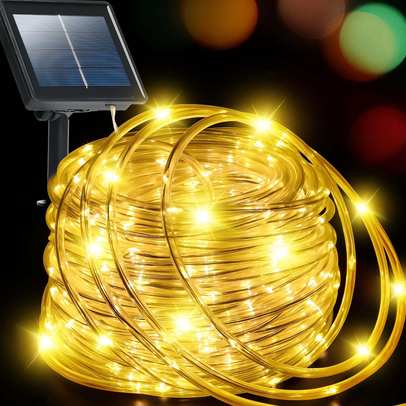 ZhenQiu Solar Rope Lights, 66ft 200LED Solar Powered Outdoor String ...