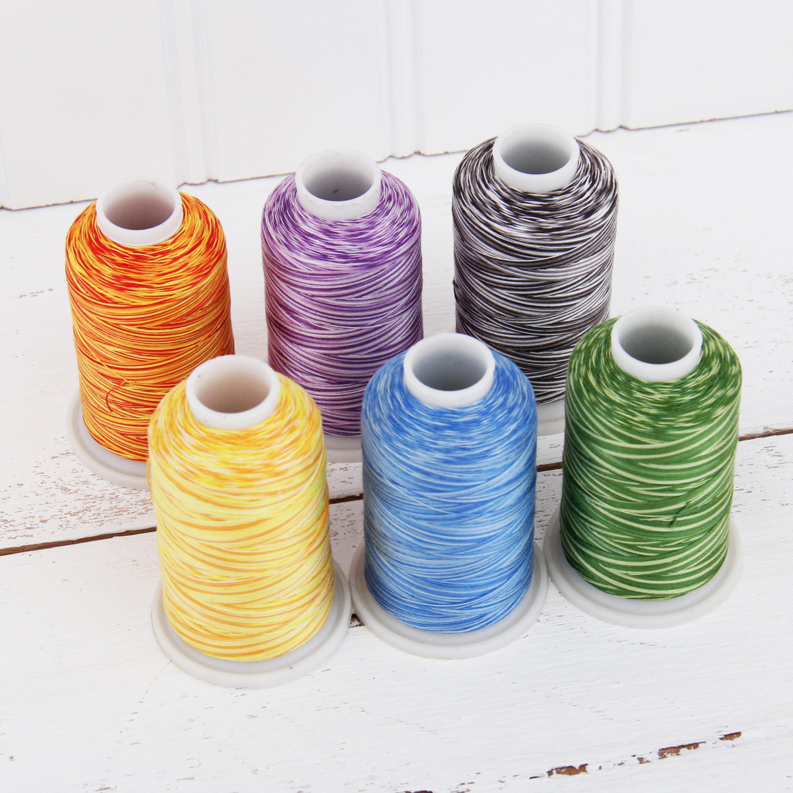 Amazon.com: Threadart 100% Cotton Variegated Thread Set | 6 Cones ...