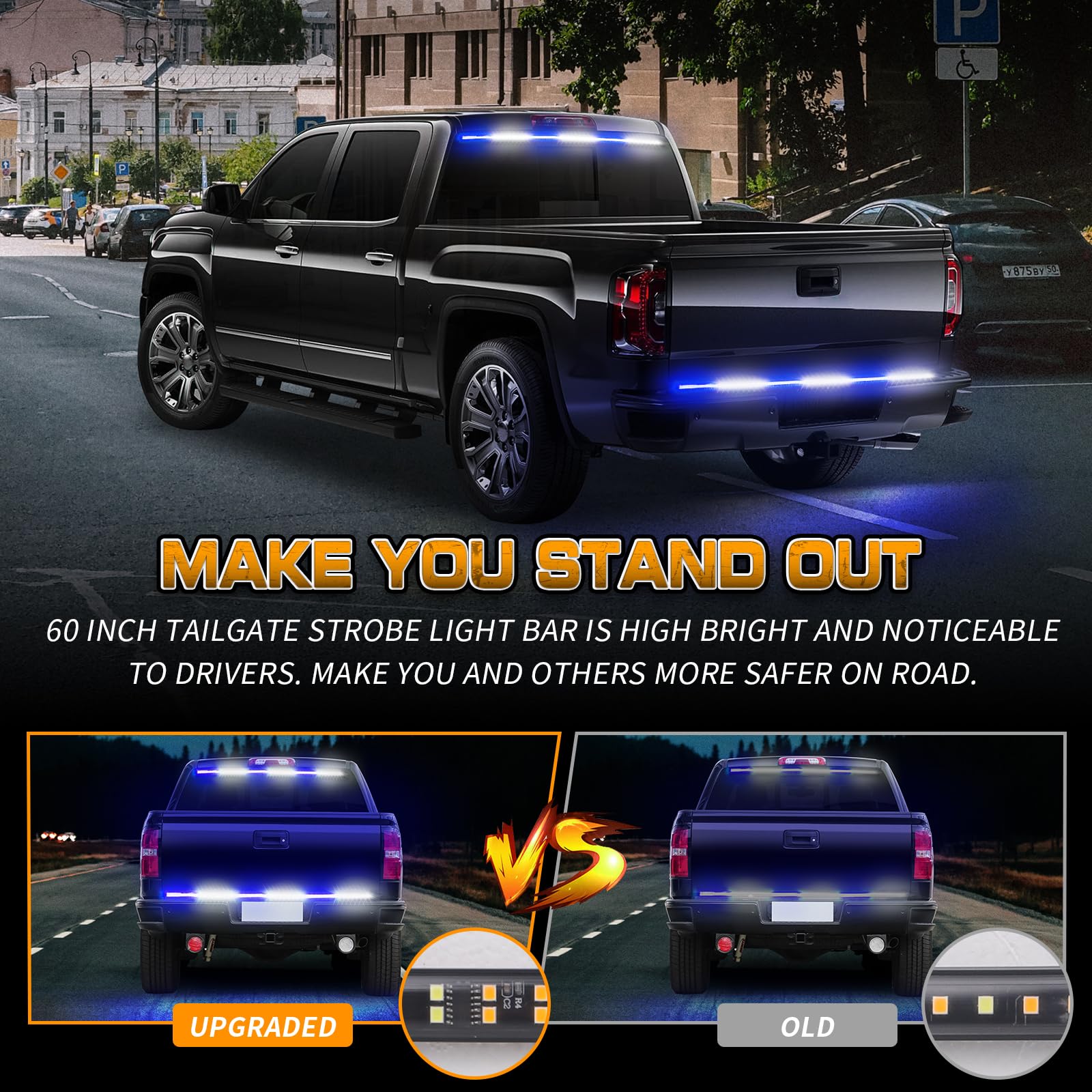 Snapklik.com : 48 Inch Blue White Tailgate Emergency Lights Strip Rear ...