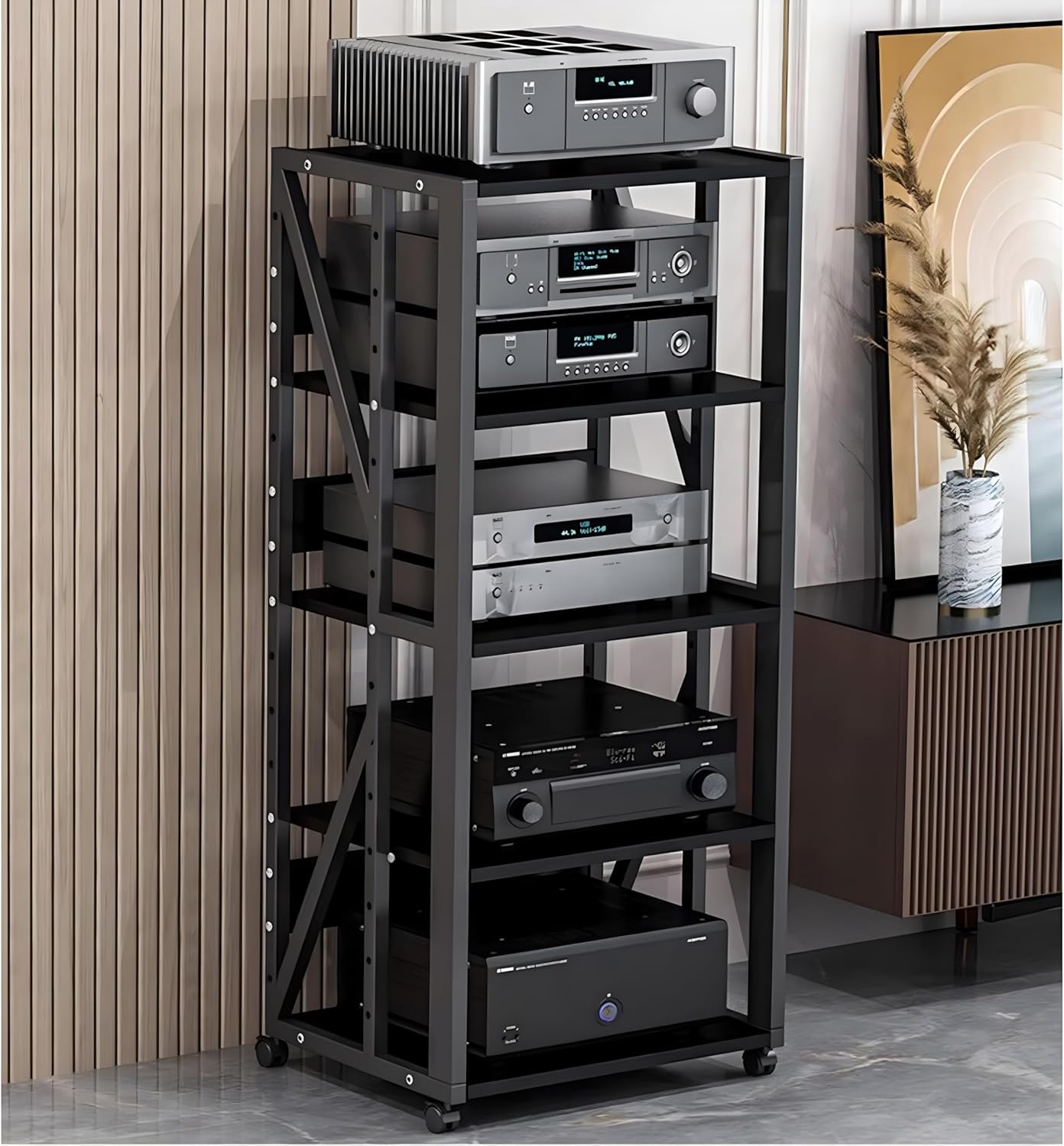 Amazon.com: SHZYJBRY 5-Tier AV Media Stand with Storage Shelves, Stereo ...