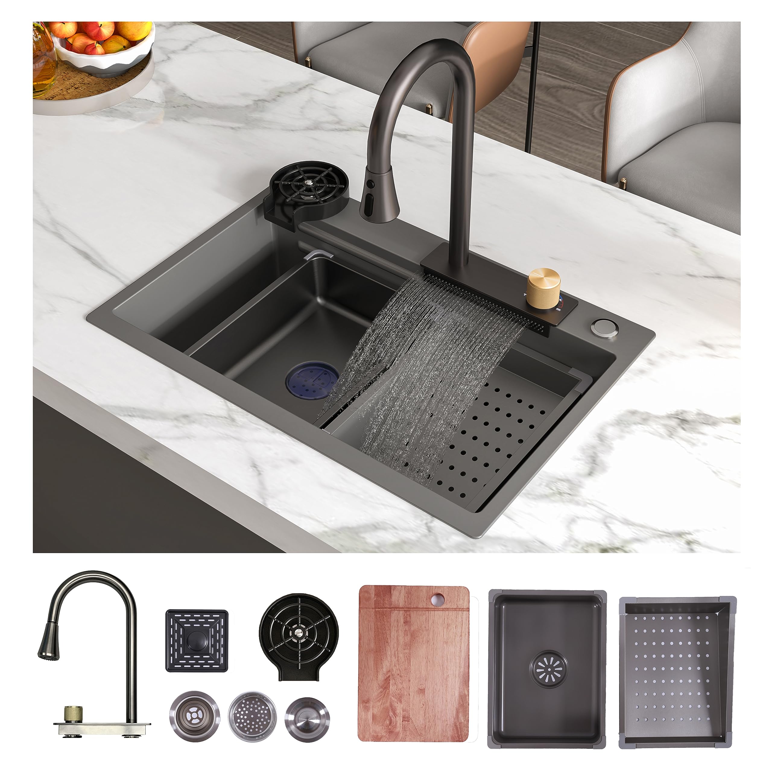 Buy MEJE 68×45CM Stainless Steel Kitchen Sink With Cup Washer ...