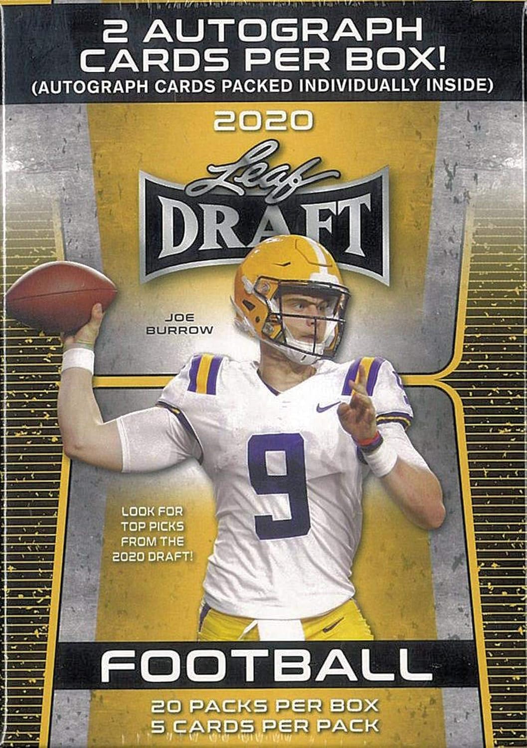 Amazon.com: 2020 Leaf Draft Football RETAIL box (20 pks/bx, 100 cards ...