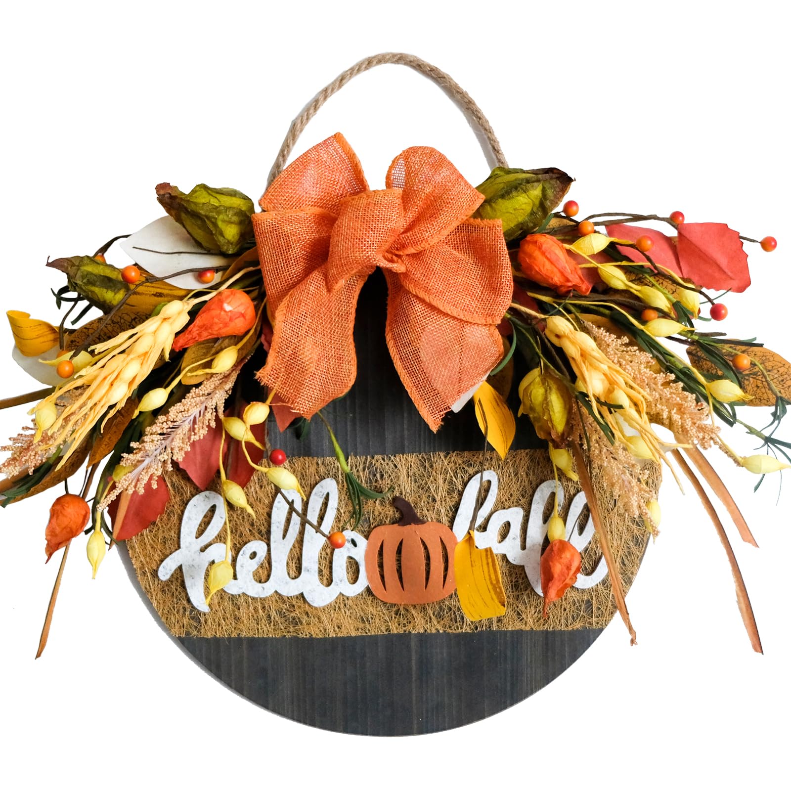 CIR OASES 12 "Fall Wreath Hello Fall Welcome Wheat Wreath Front Door ...