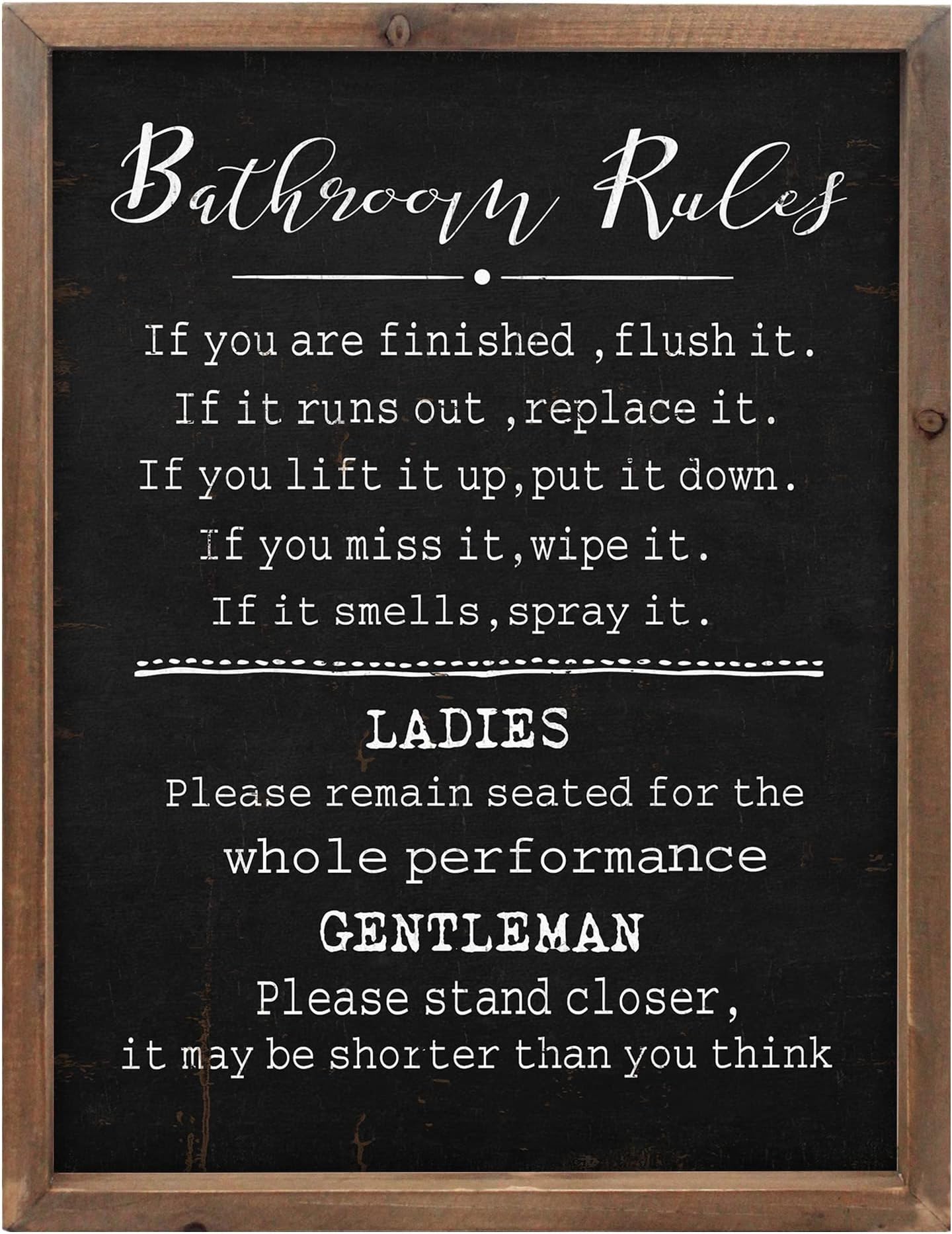 Amazon.com: Wartter Rustic Bathroom Rules Sign,Farmhouse Toilet Wall ...