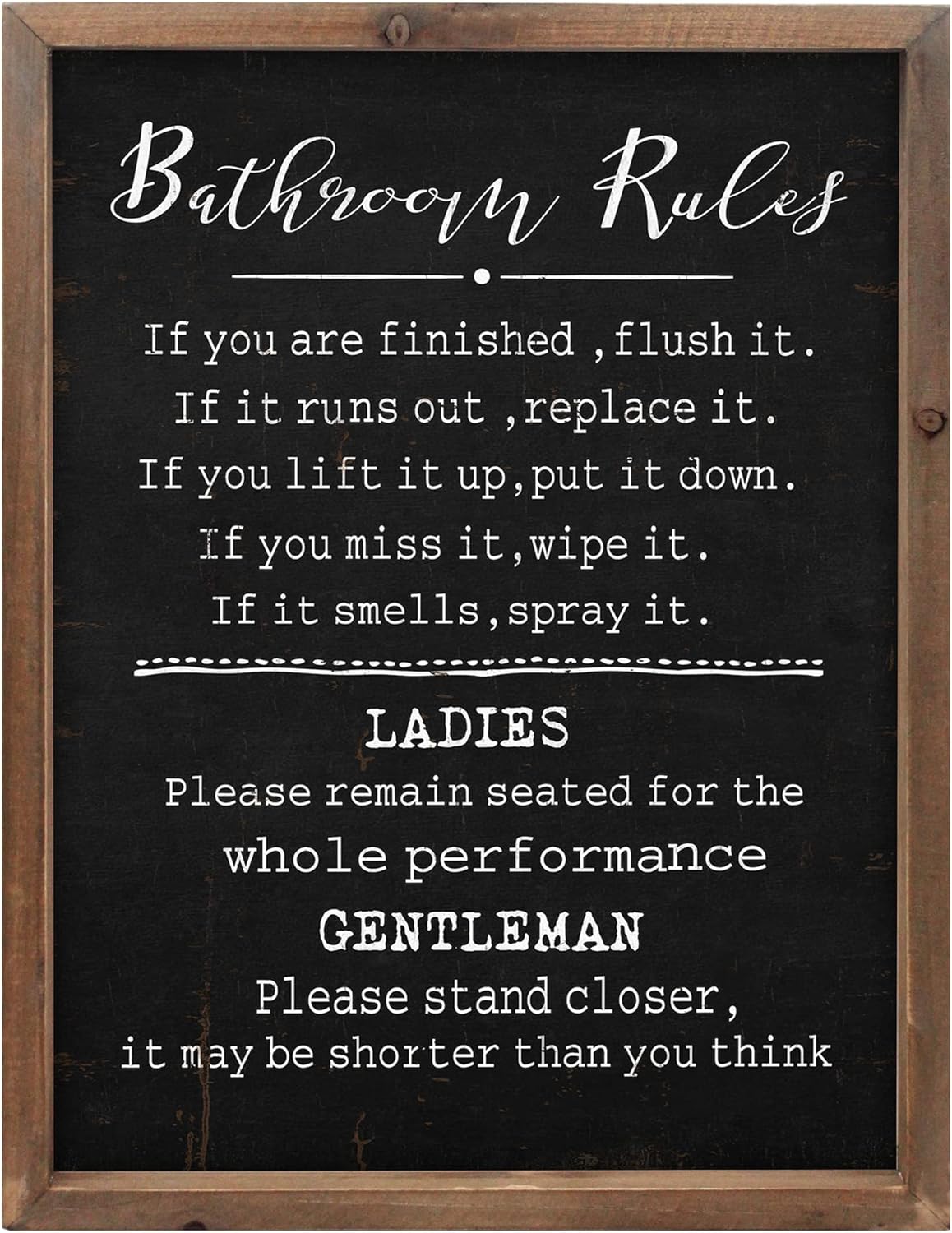 Amazon.com: Wartter Rustic Bathroom Rules Sign,Farmhouse Toilet Wall ...