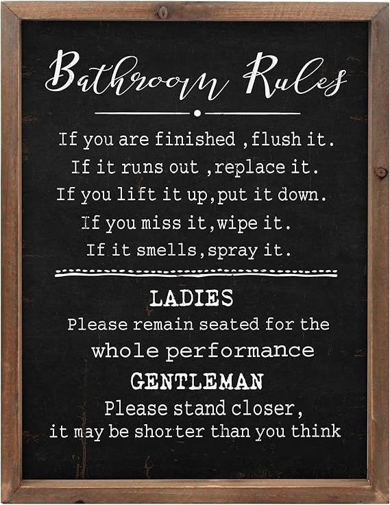 Amazon.com: Wartter Rustic Bathroom Rules Sign,Farmhouse Toilet Wall ...