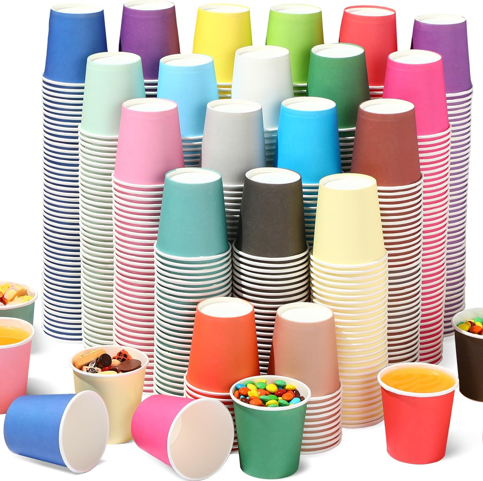 Amazon.com: Layhit 600 Pcs 8 oz Small Colorful Paper Cups Mouthwash ...
