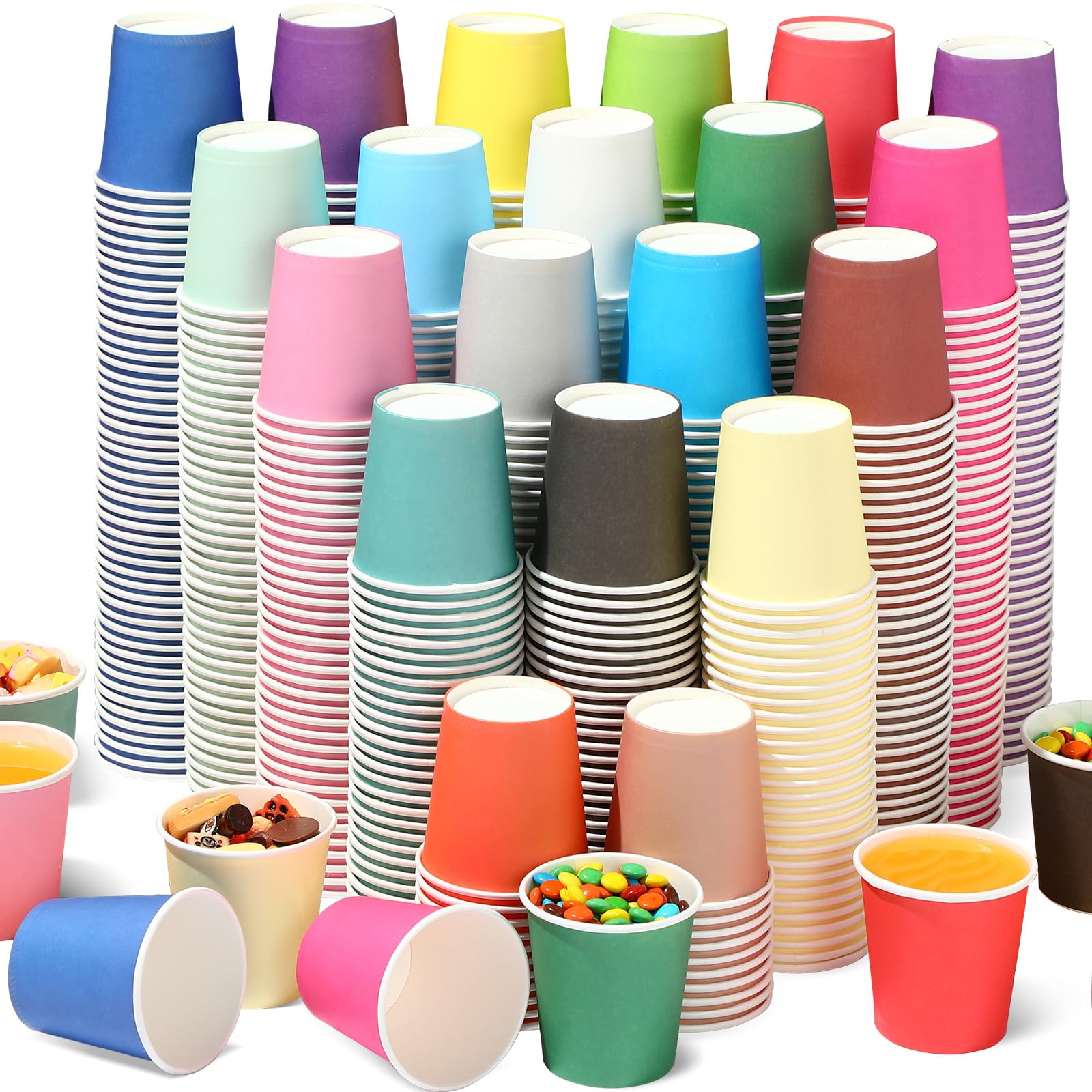 Layhit 600 Pcs 8 oz Small Colorful Paper Cups Mouthwash Cups Disposable ...