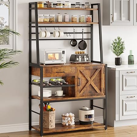 Amazon.com: Bestier Bakers Racks with Storage Cabinet, Height ...
