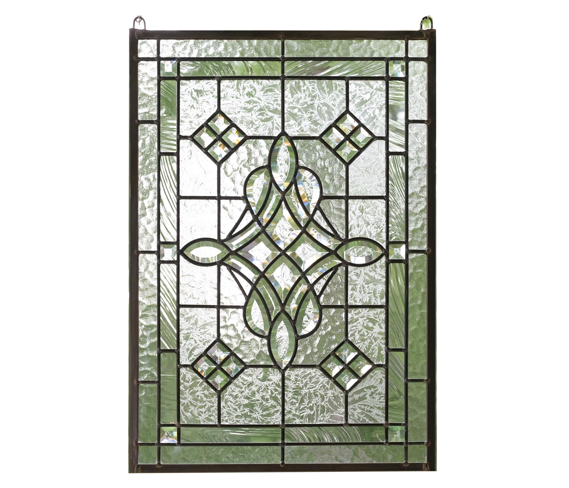 Amazon.com: All clear beveled glass hanging window Panel 16"x24" : Home ...
