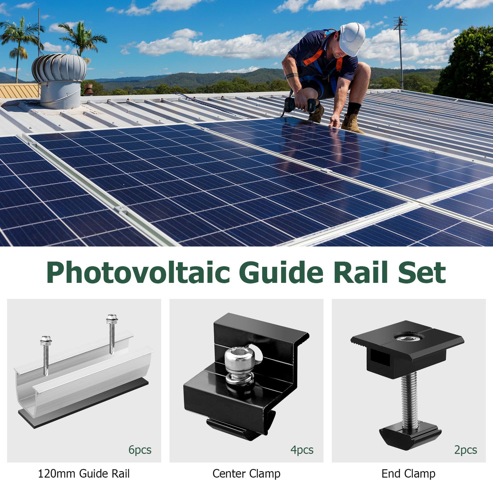 Snapklik.com : Solar Panel Mounting Kit, 120mm Aluminum Short Rod ...