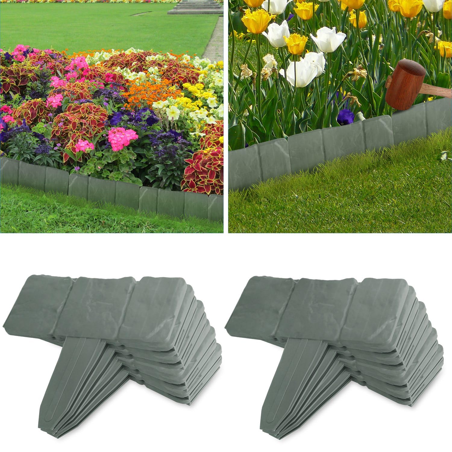 Amazon.com : Garden Edging Border, 20 PCS Plastic No Dig Landscape ...