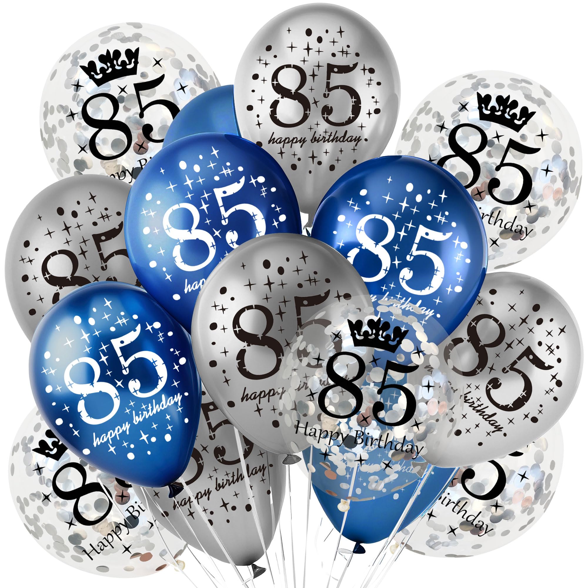 Amazon.com: 18Pcs Happy Birthday Balloons Decorations Navy Blue Silver ...