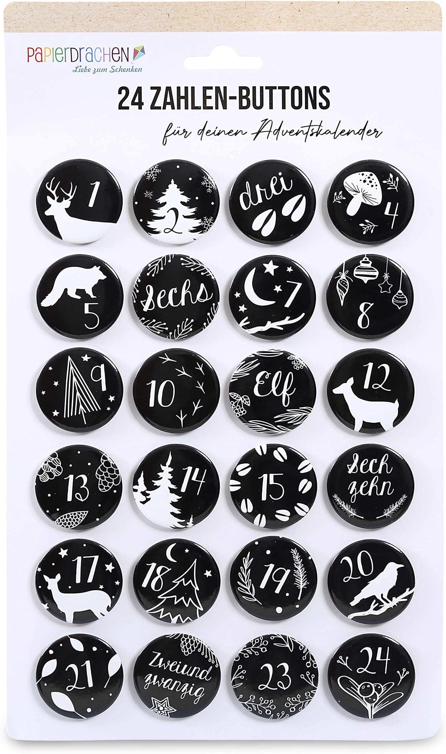 Adventskalender Zahlen Buttons (1-24) zum selber Basteln von DIY ...