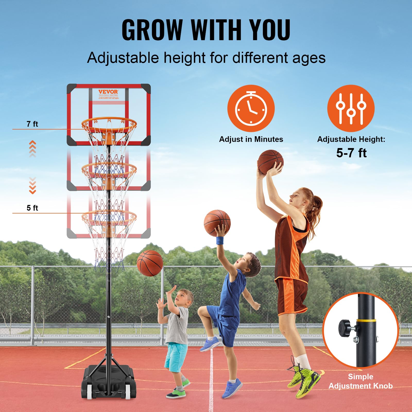 Snapklik.com : VEVOR Basketball Hoop, 28 Inch Basketball Hoops Goal, 5 ...