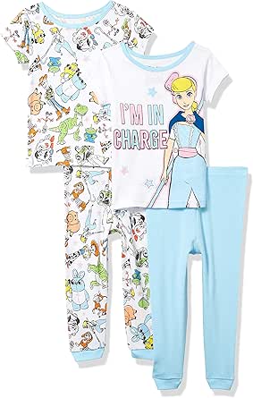 Amazon.com: Pixar Girls' Toy Story 4-Piece Cotton Pajama Set, Taking ...