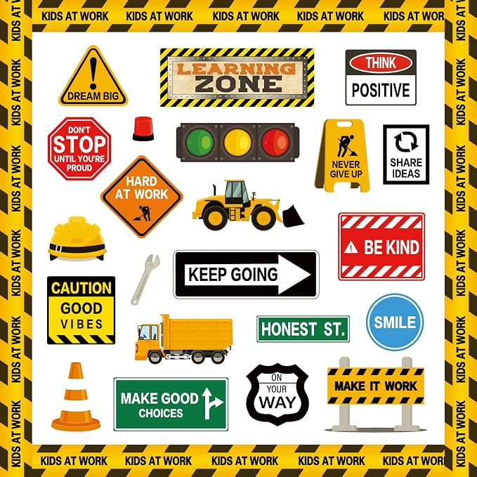 Amazon.com: Whaline 47Pcs Construction Bulletin Board Decor ...