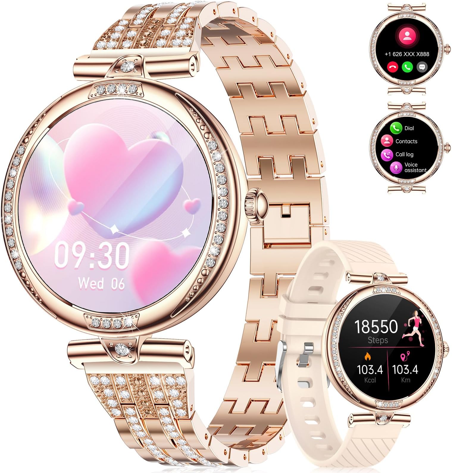 Smart Watches for Women, 1.19" AMOLED Always-on Display Diamond Smart ...