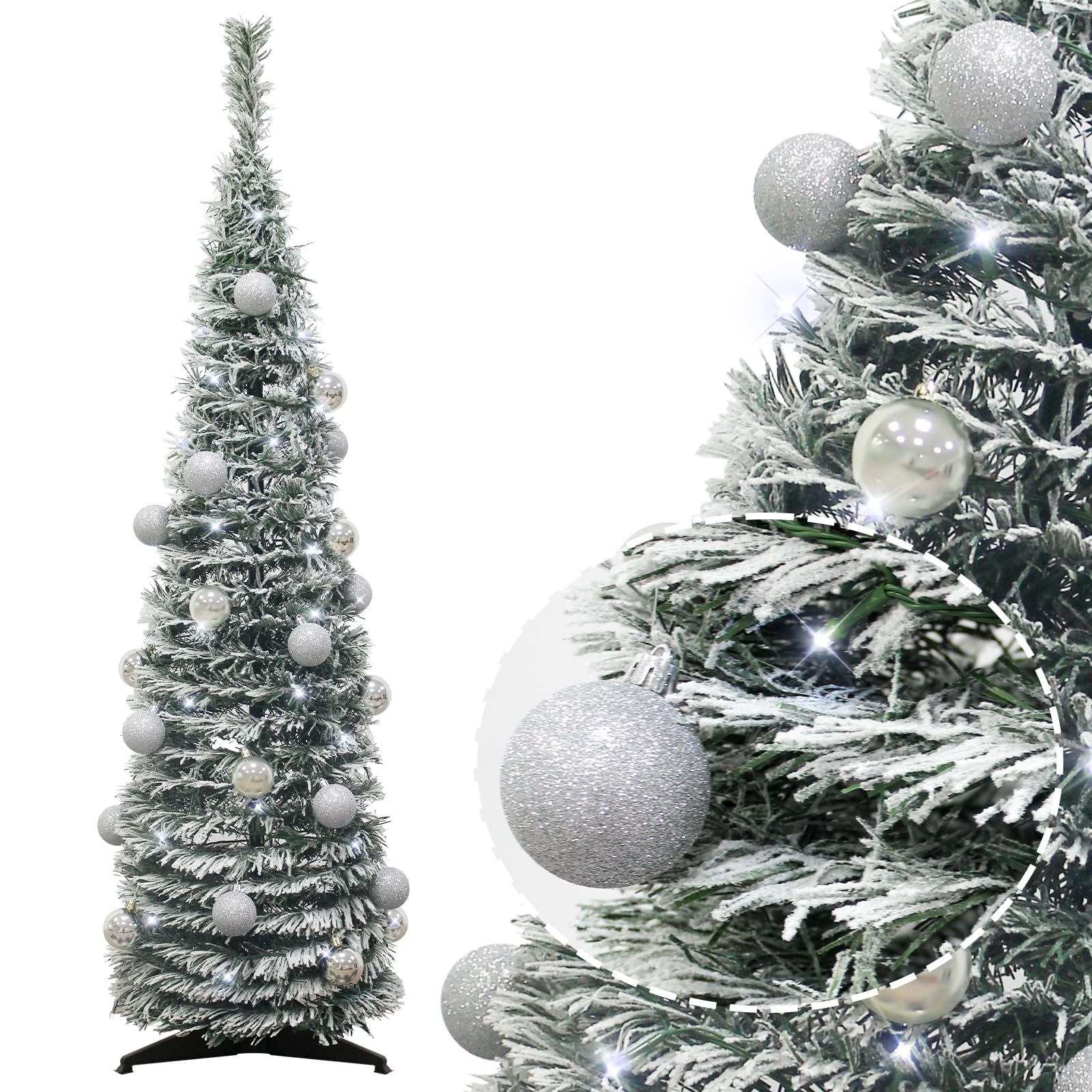 4FT Pop up Christmas Tree for Indoor Decoration Pre-lit Mini Christmas ...